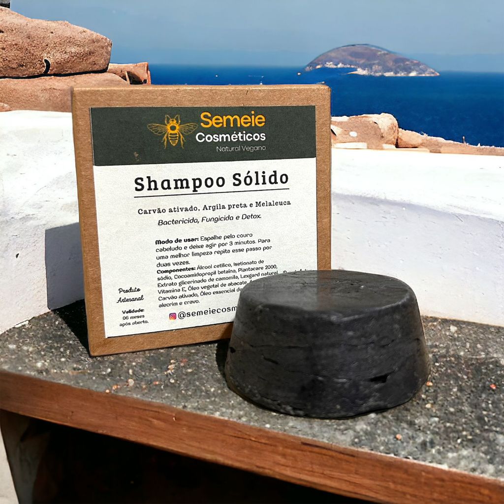 Shampoo Sólido 100% Natural de Carvão Ativado Ajuda no Crescimento e ...