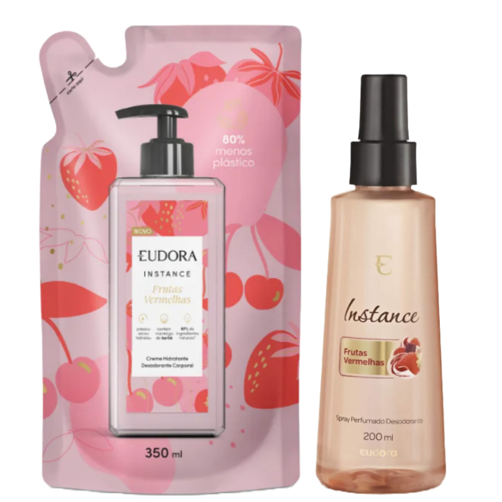 Eudora Instance Frutas Vermelhas Body Splash 200ml + Refil Hidratante ...