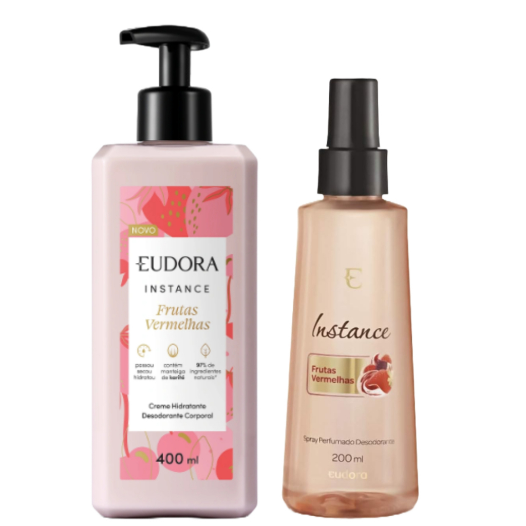 Eudora Instance Frutas Vermelhas Body Splash 200ml + Hidratante 400ml ...