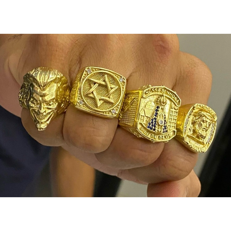 dedeiras banhadas a ouro 18k cravejadas e lisas mandrake | Shopee Brasil