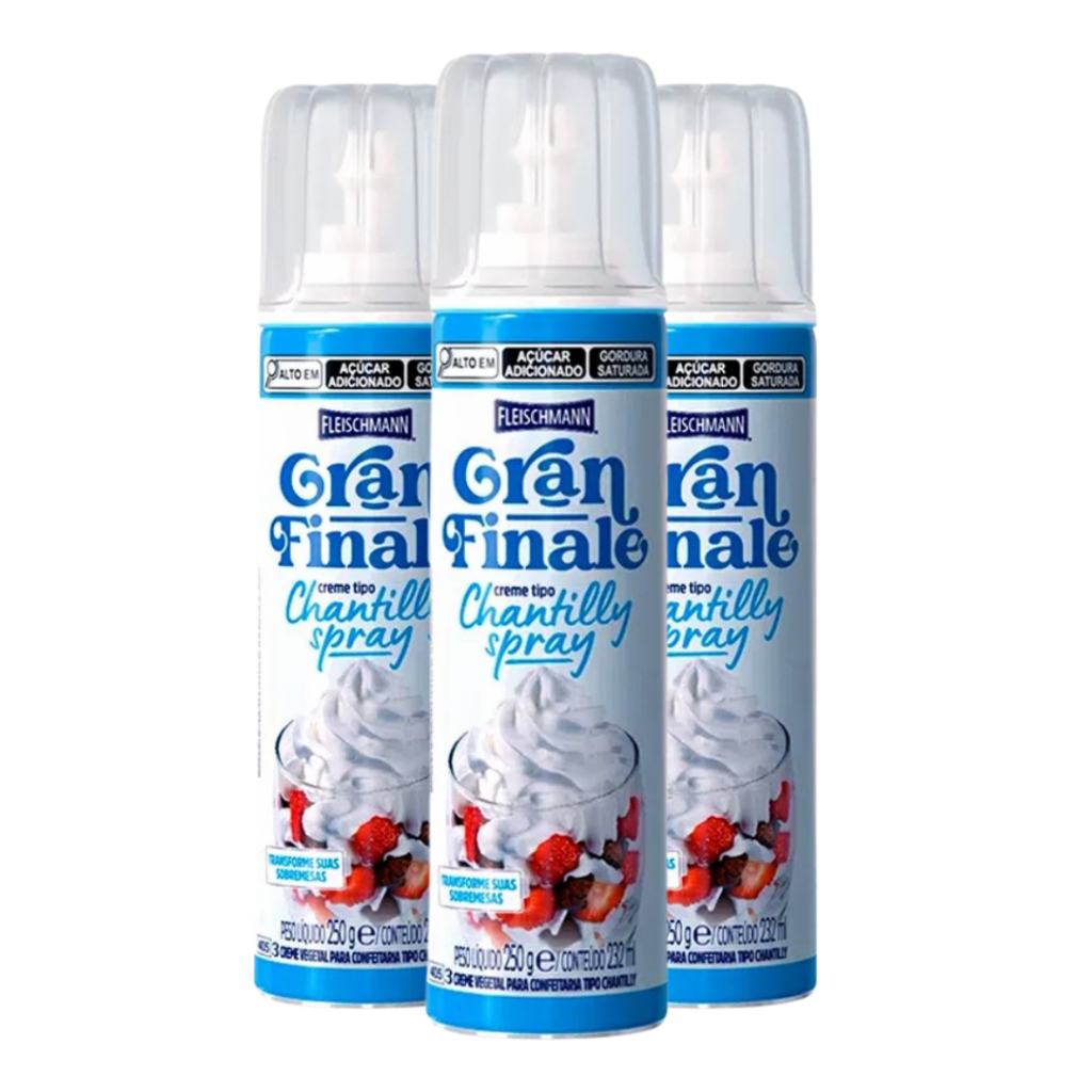 Kit 3 Creme Chantilly Spray Gran Finale Fleischmann 250g | Shopee Brasil