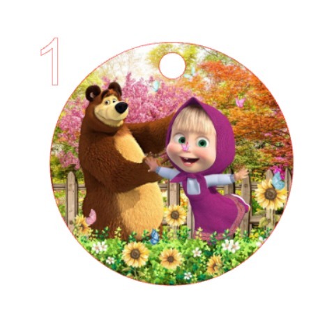 Tags MASHA E O URSO 100 uni personalizada | Shopee Brasil