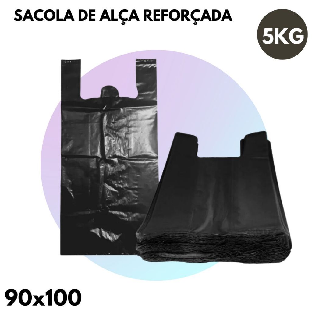 Sacola Plástica Reciclada Reforçada Preta 90x100 5kg | Shopee Brasil
