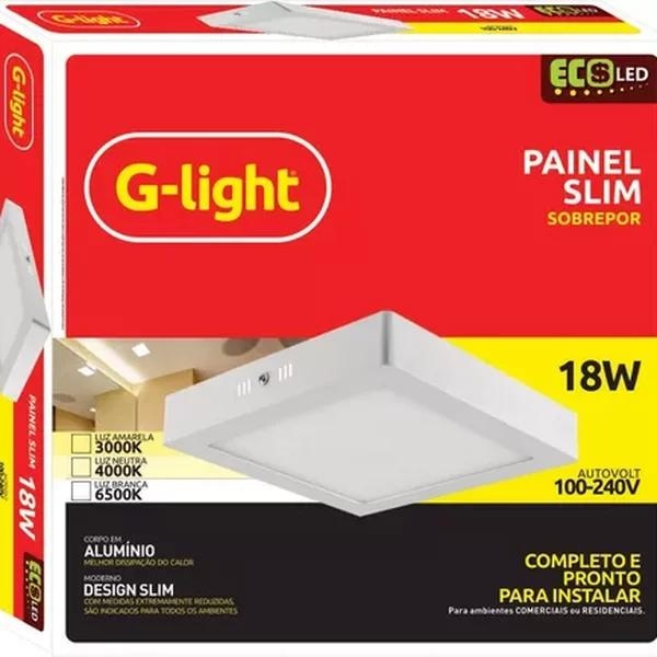 Painel Backlight Quadrado 18W G-light de Sobrepor 6500K Branco | Shopee Brasil