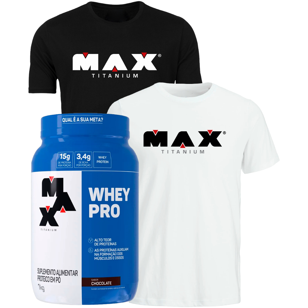 Kit 2 Camiseta Max Titanium Whey Protein Dry Fit Treino Camisa ...