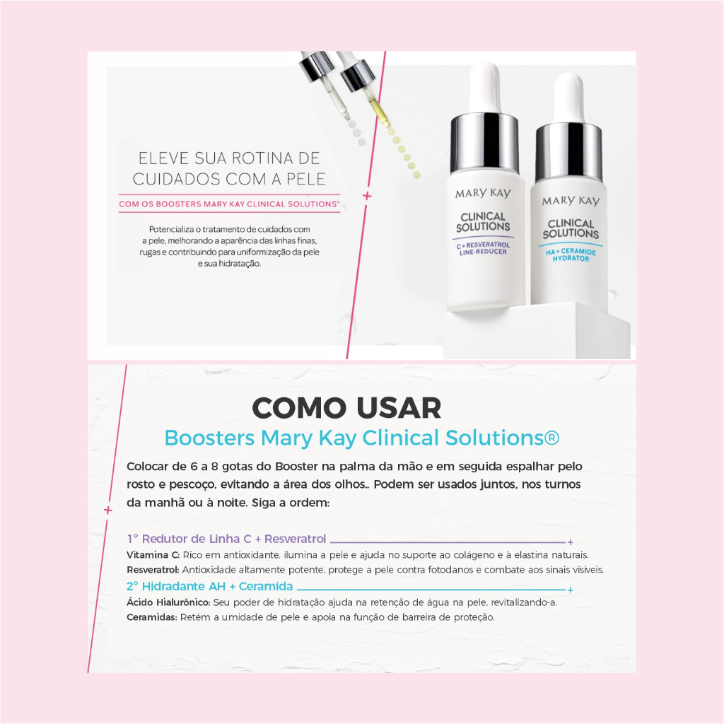 Cartão Instrução - Modo de Usar - Boosters Clinical Solutions Mary Kay ...