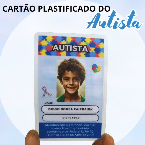Cartão de Identificação Autista Personalizado Plastificado - Autismo ...