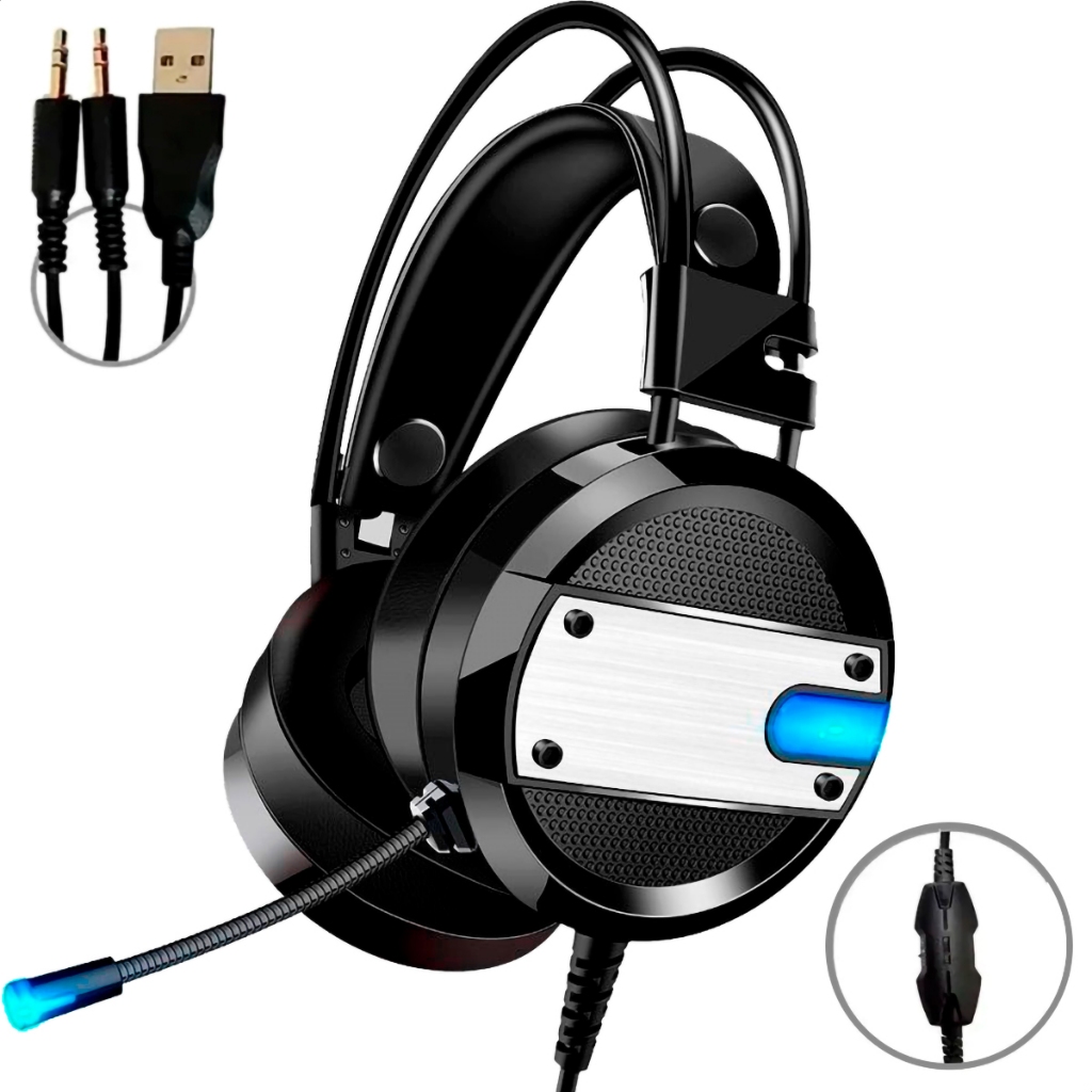 Fone de Ouvido Headset Over-Ear Gamer com Microfone LED RGB First ...