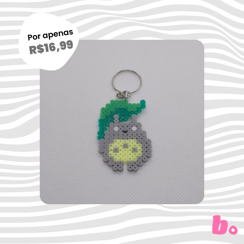 Chaveiro - Totoro (Hamabeads/perler beads/pixel art) | Shopee Brasil