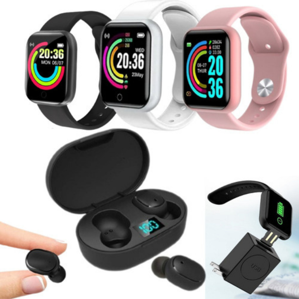 Kit Fone De Ouvido Sem Fio Bluetooth 5.0 + Relógio Smartwatch D20 ...