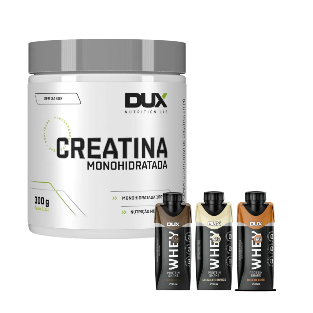 Creatina Monohidratada - 300g - Dux + 3x Whey Shake 250ml - Dux ...