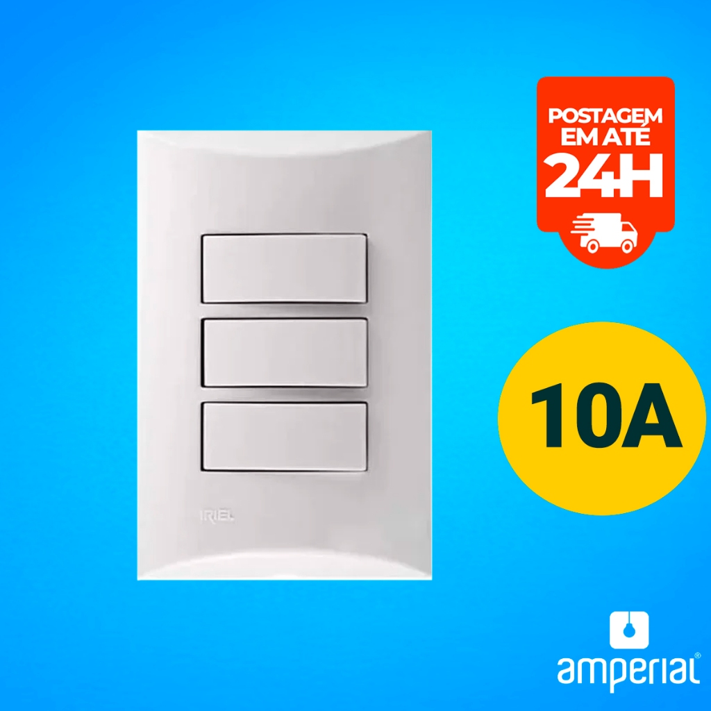 Conjunto 3 Teclas Interruptor liga desliga Luz Simples 10A 250V Embutir ...