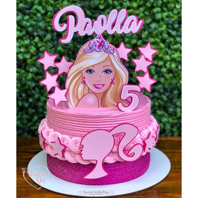 topper topo de bolo Barbie em camadas personalizado com nome e idade 3D ...