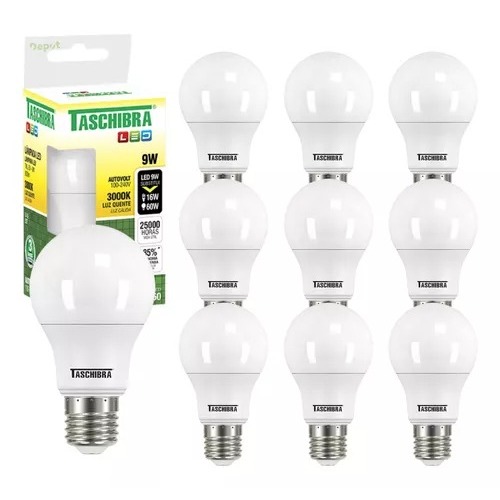 Kit 10 Lâmpada Led 9w Tkl 60 Taschibra Bivolt Econômica Sala Quarto Cozinha 6500K 4000K 3000K ...