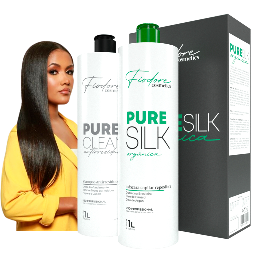 Kit Escova Progressiva Orgânica sem Formol Pure Silk Fiodore Cosmetics ...