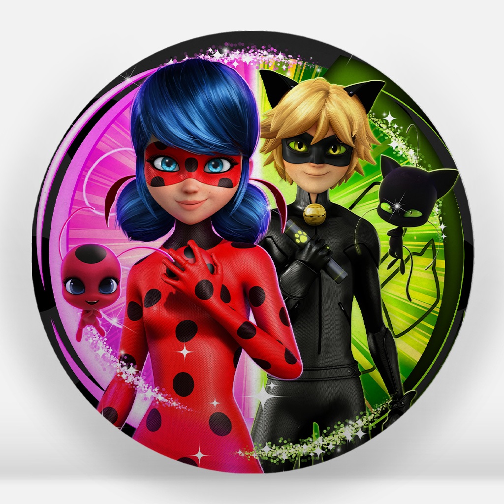 Painel De Festa Redondo Tecido Sublimado Tema Miraculous Ladybug ...