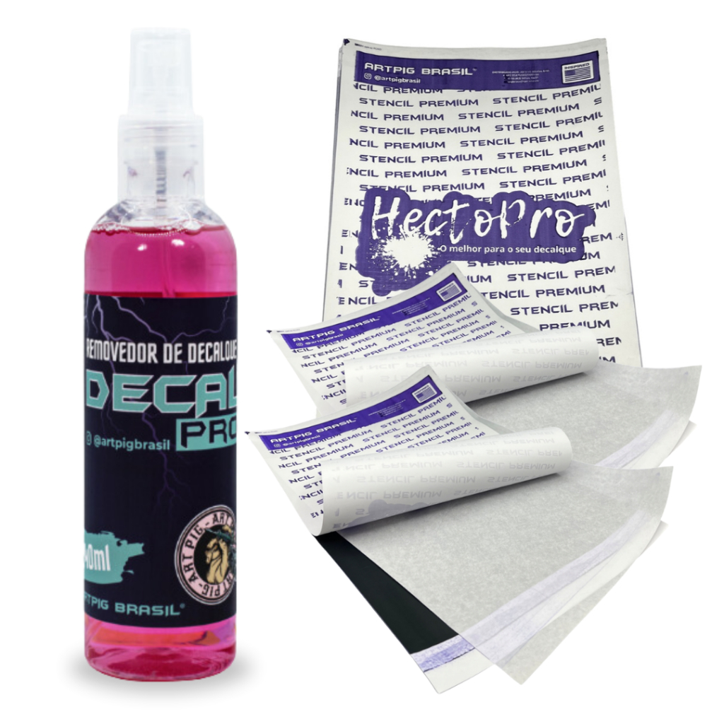 Removedor de Decalque Decalpro 240ml + 5 Folhas Papel carbono tattoo ...