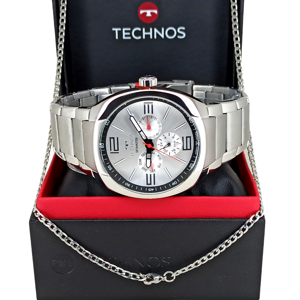 Relógio Masculino Technos Prateado Skymaster 6p29it/1x Original Technos ...
