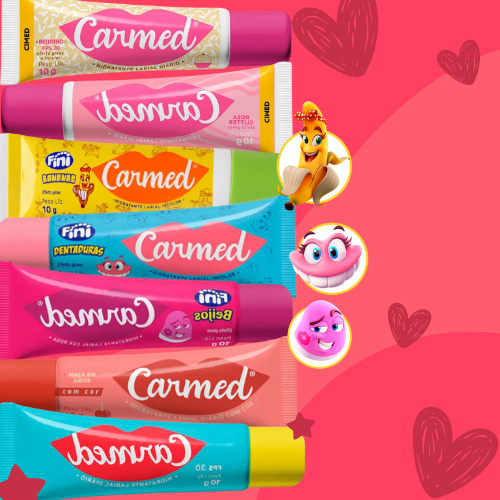 Carmed Fini Hidratante Labial Banana, Beijos, Dentadura, Maçã do Amor ...