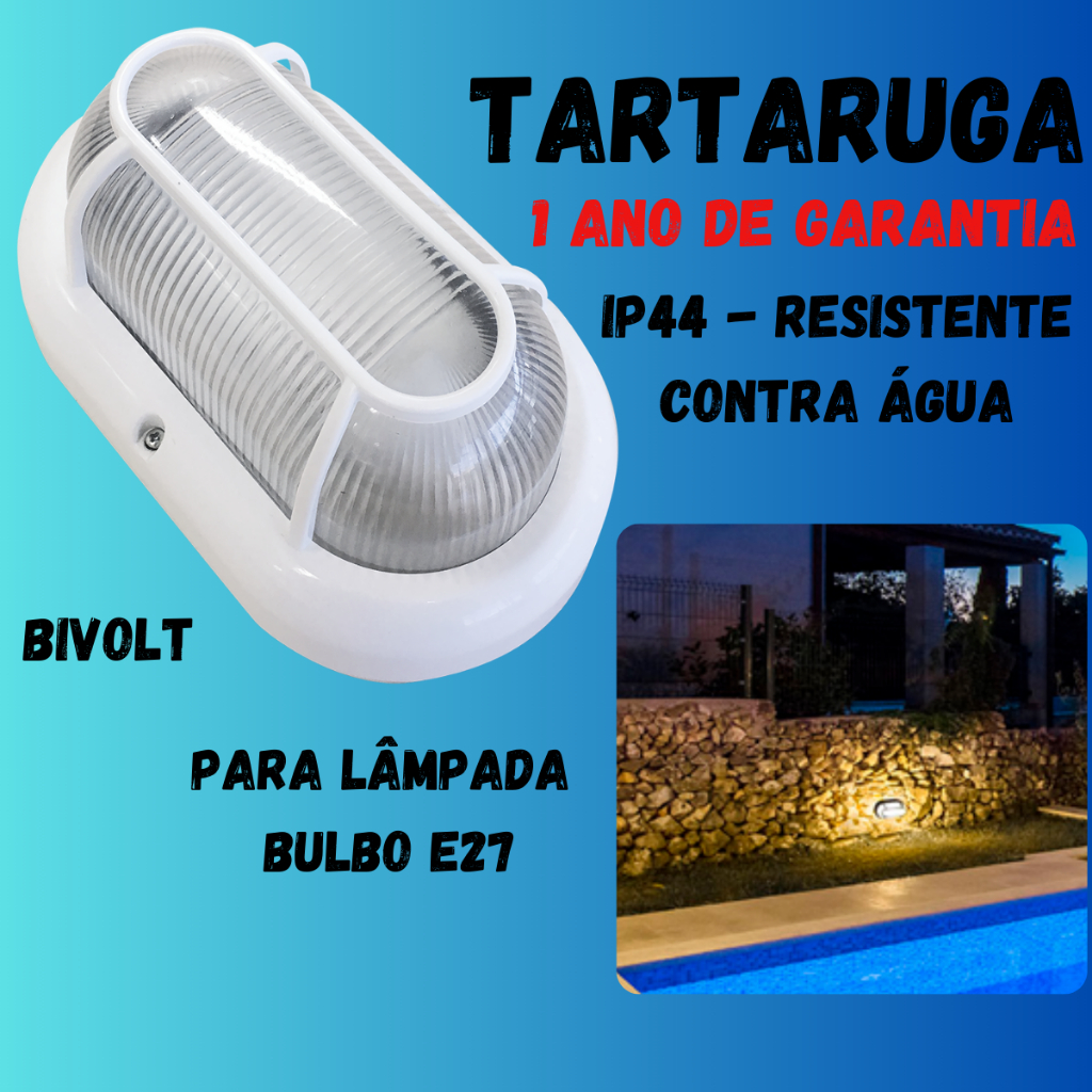 Luminária De Parede Arandela tipo Tartaruga Branca Externa Com Grade para Jardim Muro Garagem ...