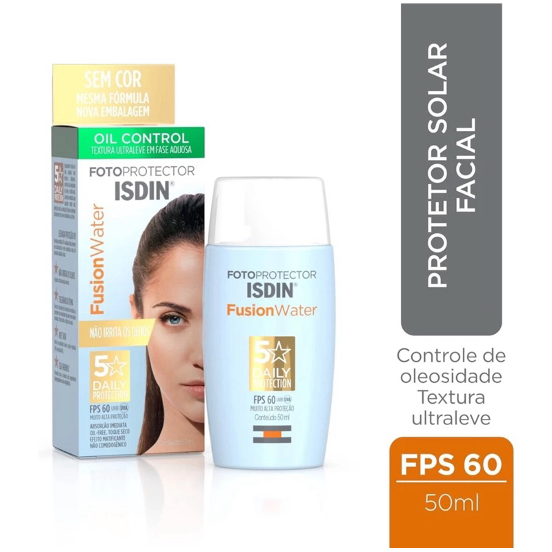 Protetor Solar Facial Isdin Fusion Water Oil Control FPS 60 c/ 50ml | Shopee Brasil