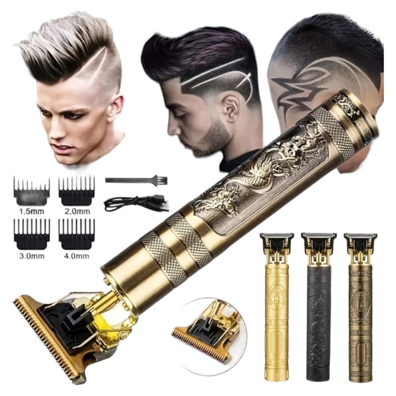 Máquina De Barbear e Cortar Cabelo Recarregável Profissional Dragão Acabamento Masculino T9 ...