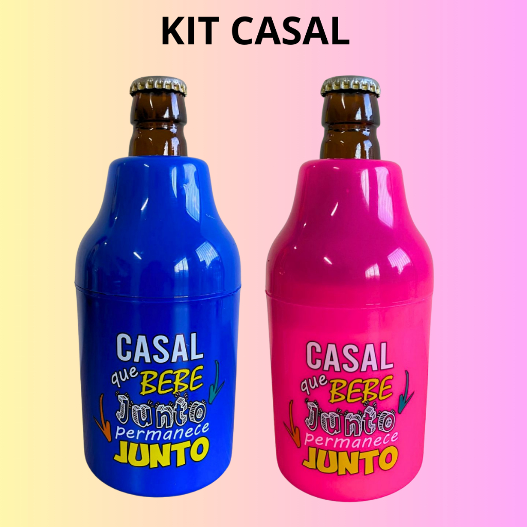 Kit Casal 2 Porta Garrafa Long Neck Suporte Cerveja Litrinho 300ml Lata ...