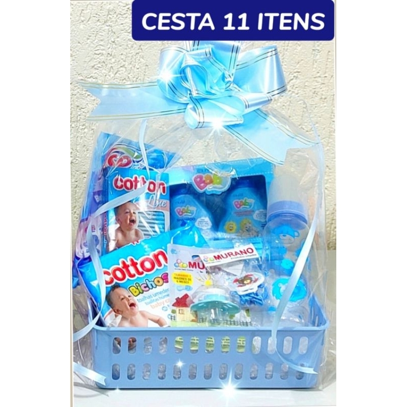 Kit cesta presente maternidade bebê 11 itens de Higiene e Alimentação ...
