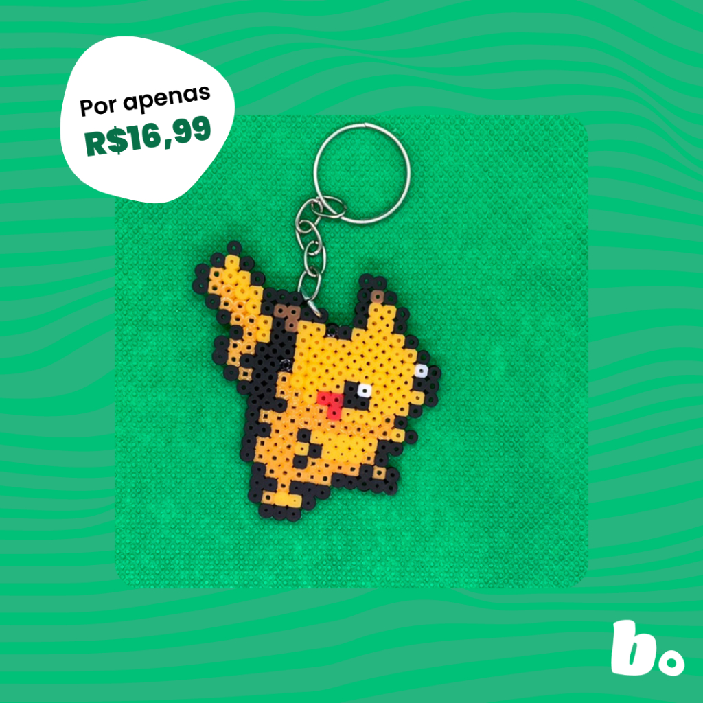 Chaveiro - Pikachu (Hama beads/perler beads/pixel art) | Shopee Brasil