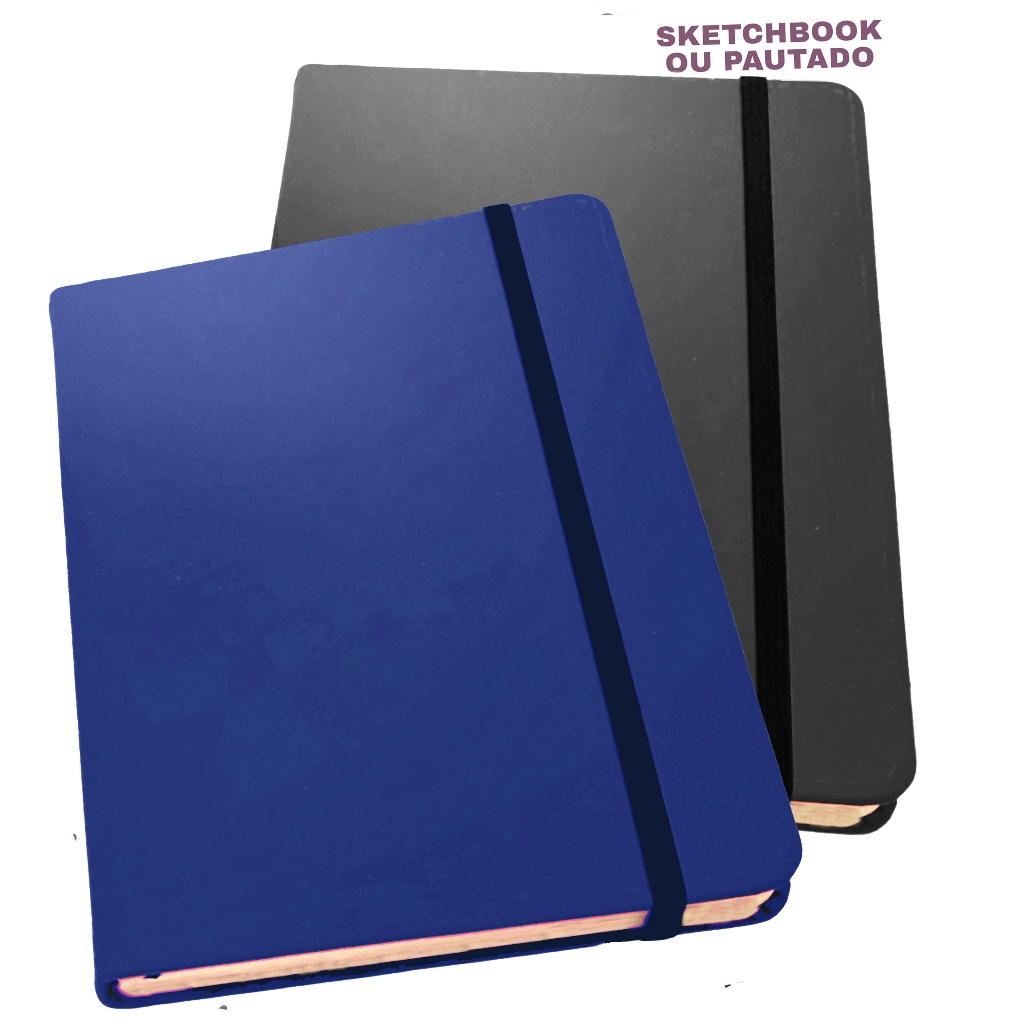 Kit 2 Cadernetas tipo Moleskine 21x14 cm - com ou sem pauta | Shopee Brasil