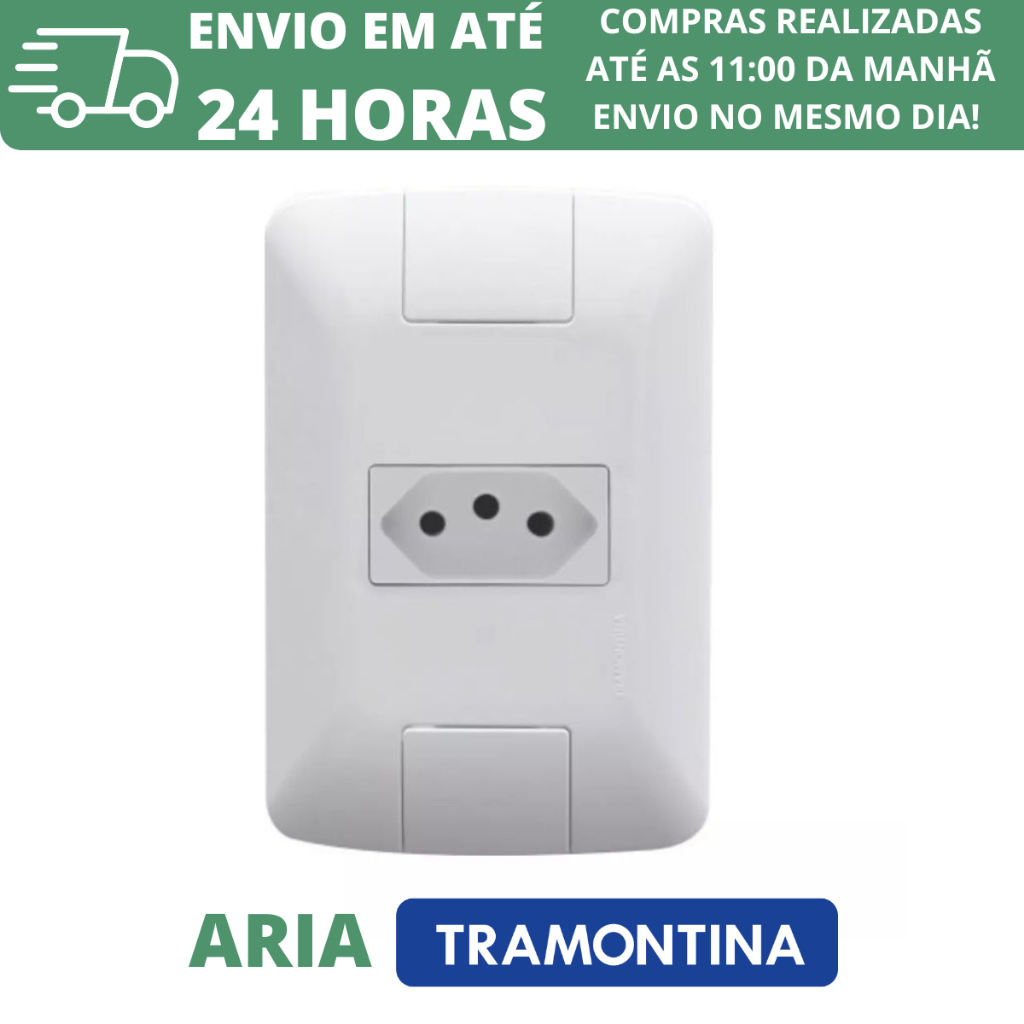 Conjunto 1 Tomada Simples 10A Branca Linha Aria Tramontina - Corre Que Ta Baratinho