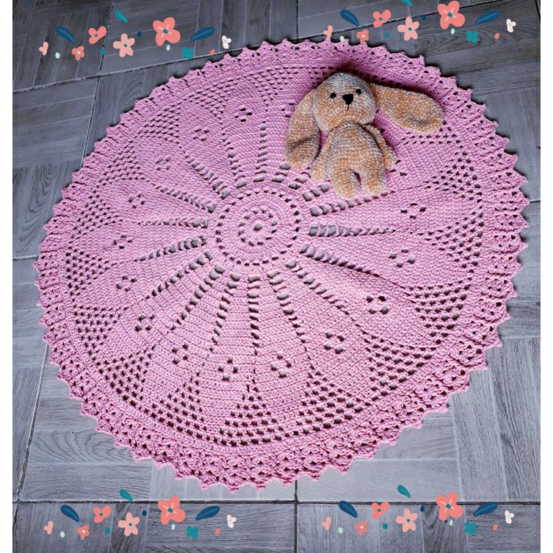 Tapete Rosa Redondo de Crochê 1 metro quarto/sala ambiente | Shopee Brasil