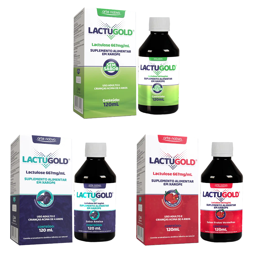Lactulose Lactugold Regulador de Intestino Sabores Diversos 120ML ...