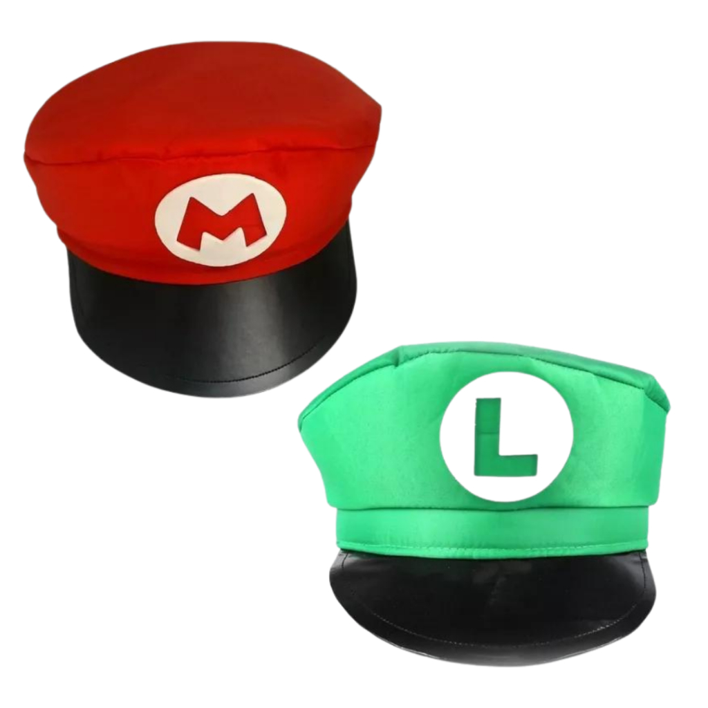 Chapéu Super Mario Bros Boina Mario e Luigi com Bigode | Shopee Brasil