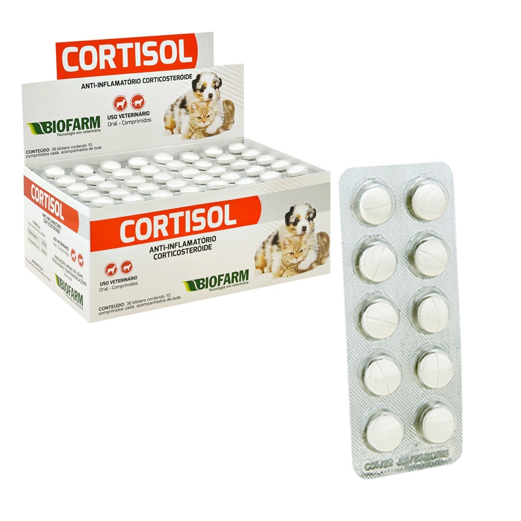 Cortisol com 10 comprimidos | Cartela + Bula | Biofarm Original ...
