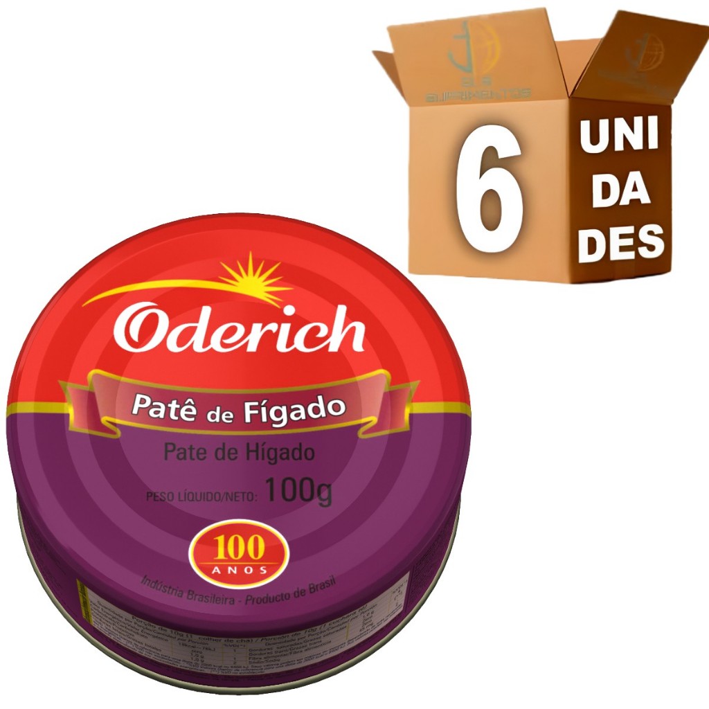 Kit 6 Pate De Figado Oderich Enlatado 100g | Shopee Brasil