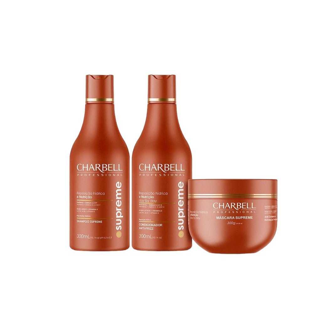 Kit Capilar Profissional Linha Supreme Charbell - 3 itens | Shopee Brasil