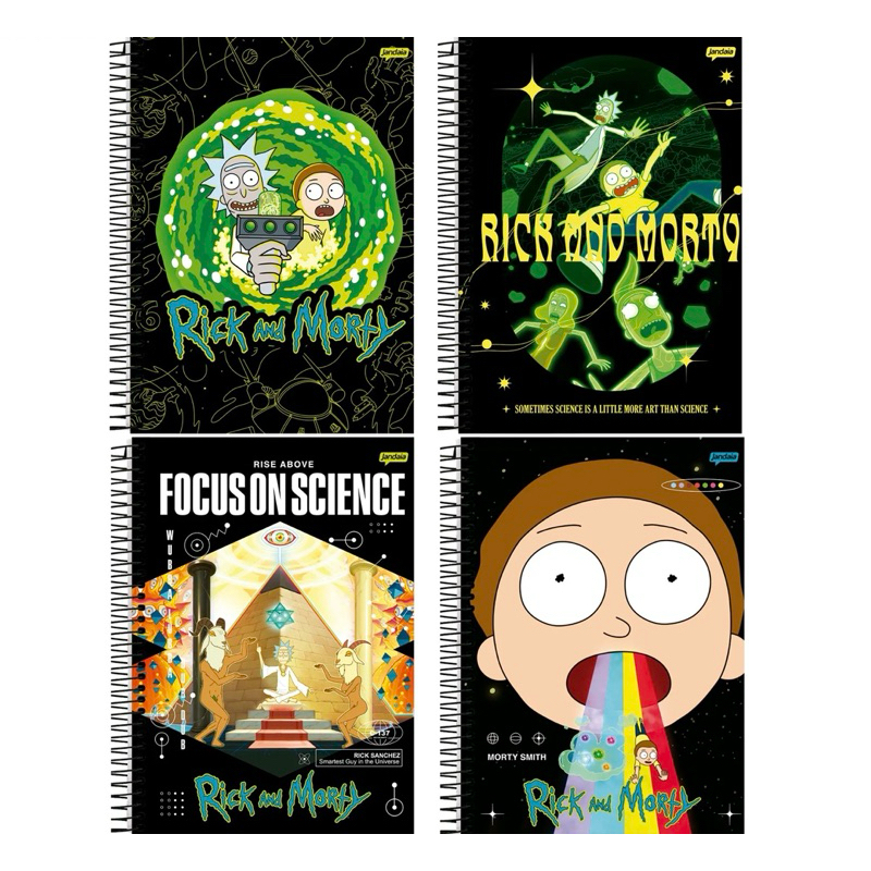 Caderno Rick And Morty 10 Matérias 160 Folhas Capa dura Pronta entrega | Shopee Brasil