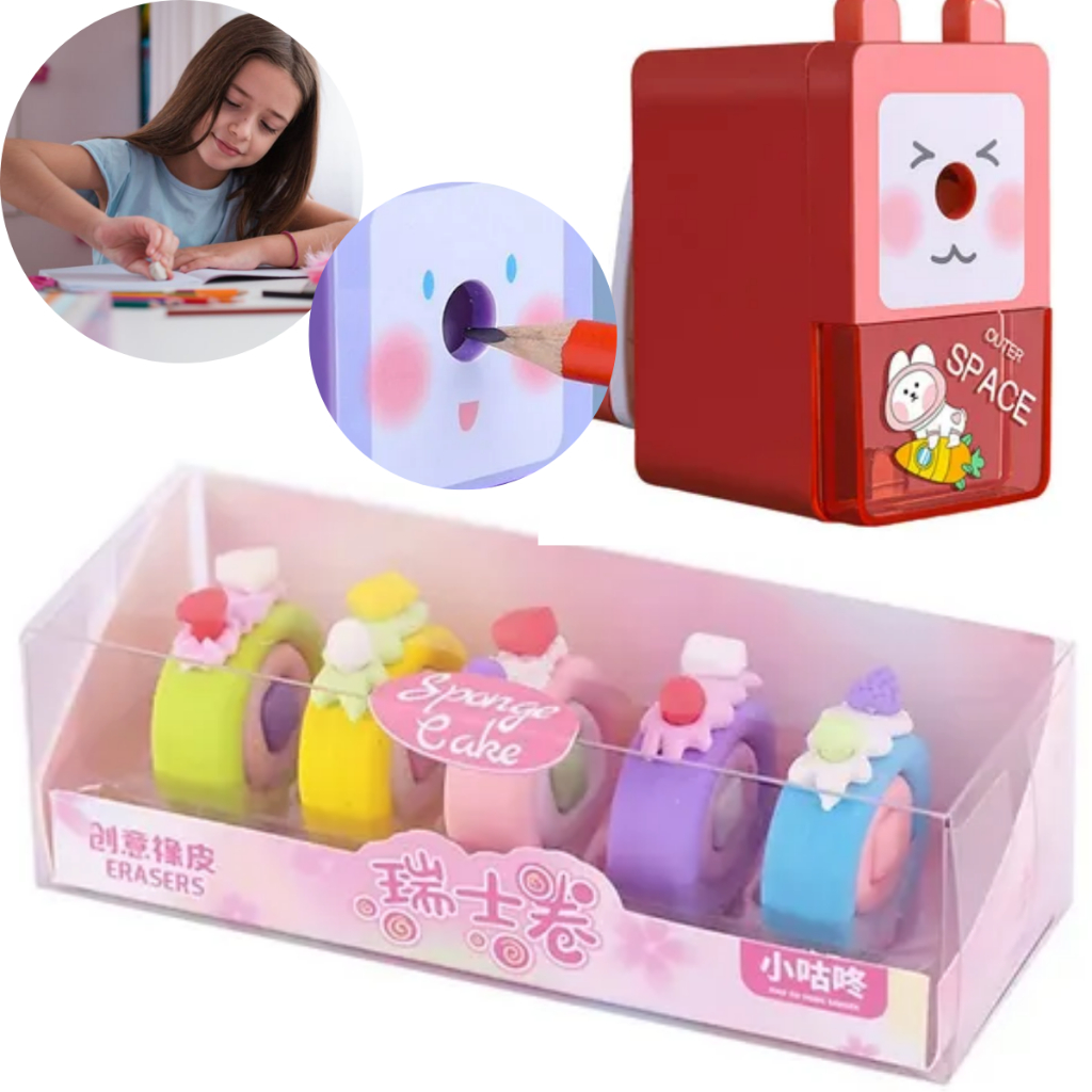 Kit 5 Borrachas Decoradas Docinho Cake P/ Meninas Infantil Escolar ...