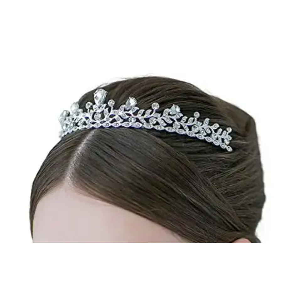 Tiara para Noiva Prateada Coroa de Casamento Tiara de Festa Princesa ...