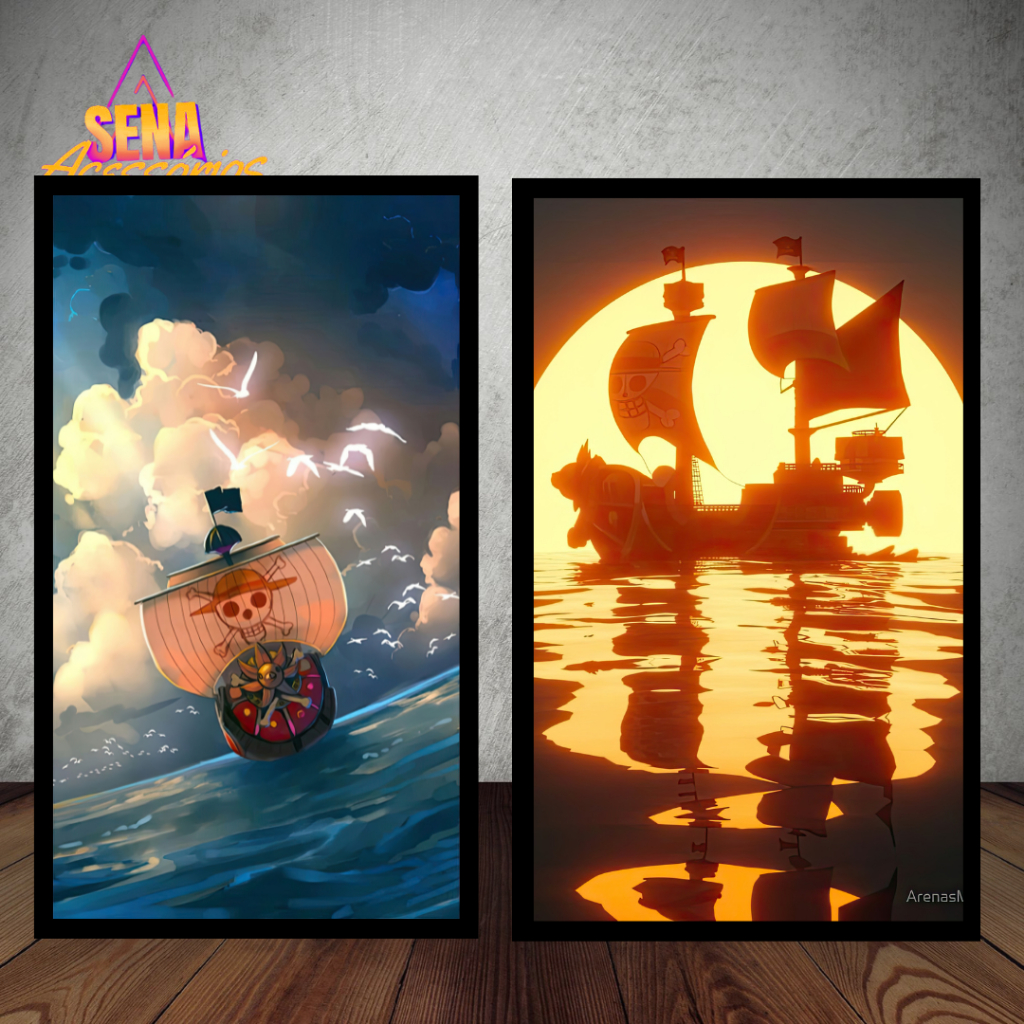 Kit Quadro Decorativo 2 Peças Anime One Piece Luffy Navio Pirada Hd ...