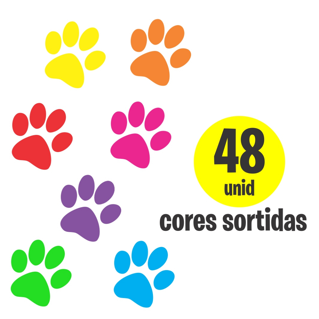 Adesivo Patinhas Decorativa Para Pet Shop Vitrine Patas Kit 48und Cores ...