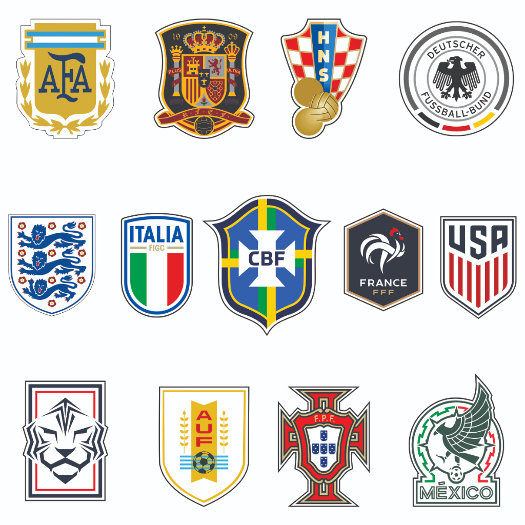Adesivos Vinil Escudos Seleções Futebol Mundial Sticker Kit/Pack ...