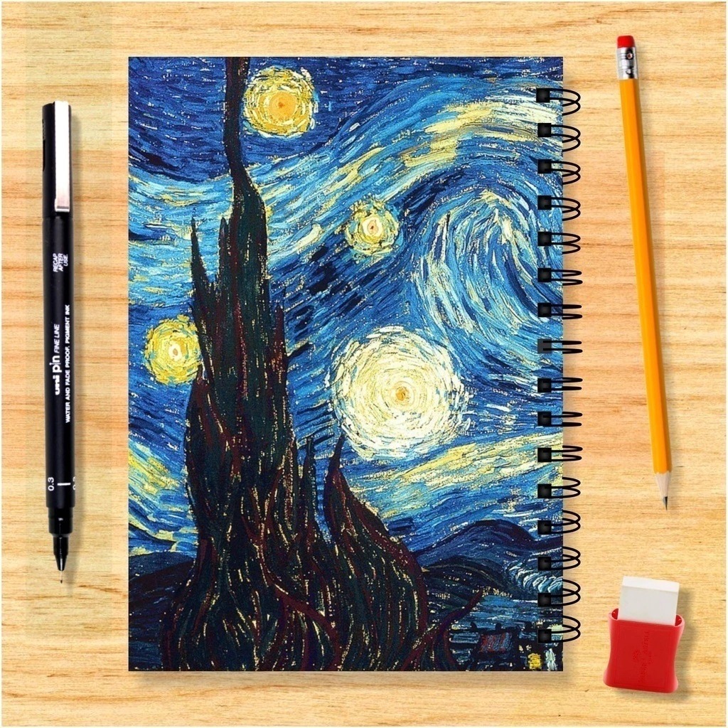 Sketchbook Caderno Desenho Noite Estrelada Vincent Van Gogh | Shopee Brasil