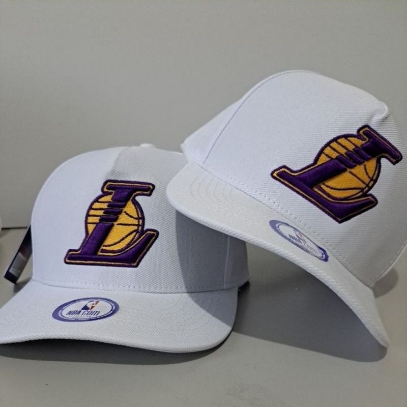 BONE NBA LAKERS BRANCO ABA CURVA BORDADO. | Shopee Brasil