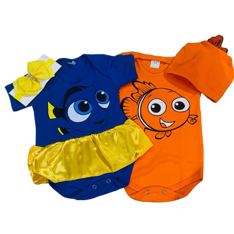 Body de Bebê Temático Nemo e Dory + Touca, Laço e tule | Shopee Brasil