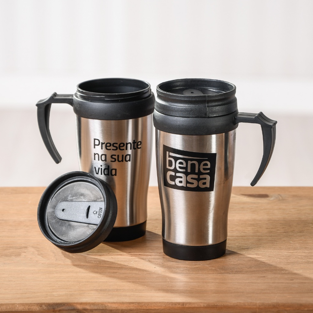 Caneca Termica Cerveja Cafe Copo Termico Com Tampa Com Alça Inox Parede ...