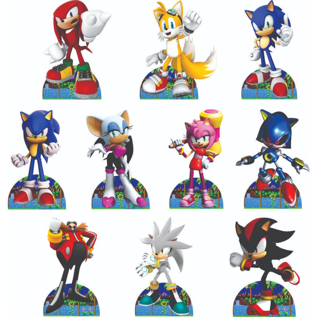 Sonic Kit 10 Display de Mesa Mdf Decoração de Festa Totem | Shopee Brasil