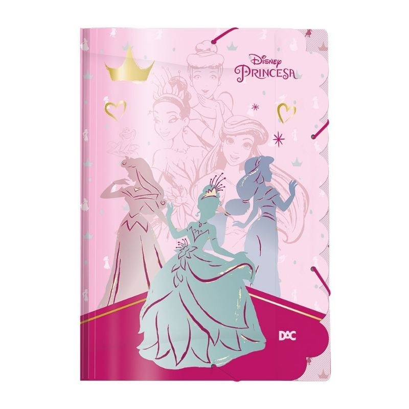 Pasta Escolar Infantil Aba Elástica Princesas Disney Dac / Pasta ...