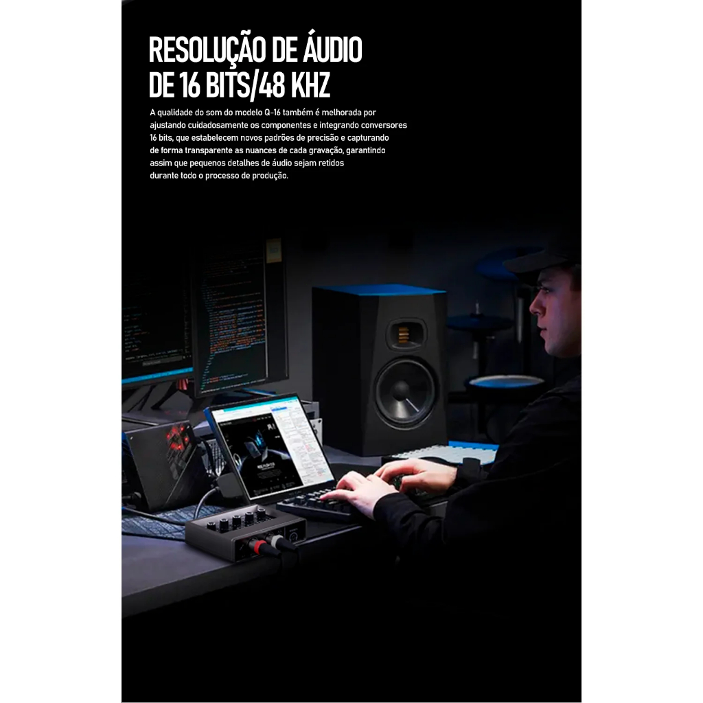 TEYUN Q-16 Interface de Áudio Placa de Som Conversor 16-bit/48KHz ...